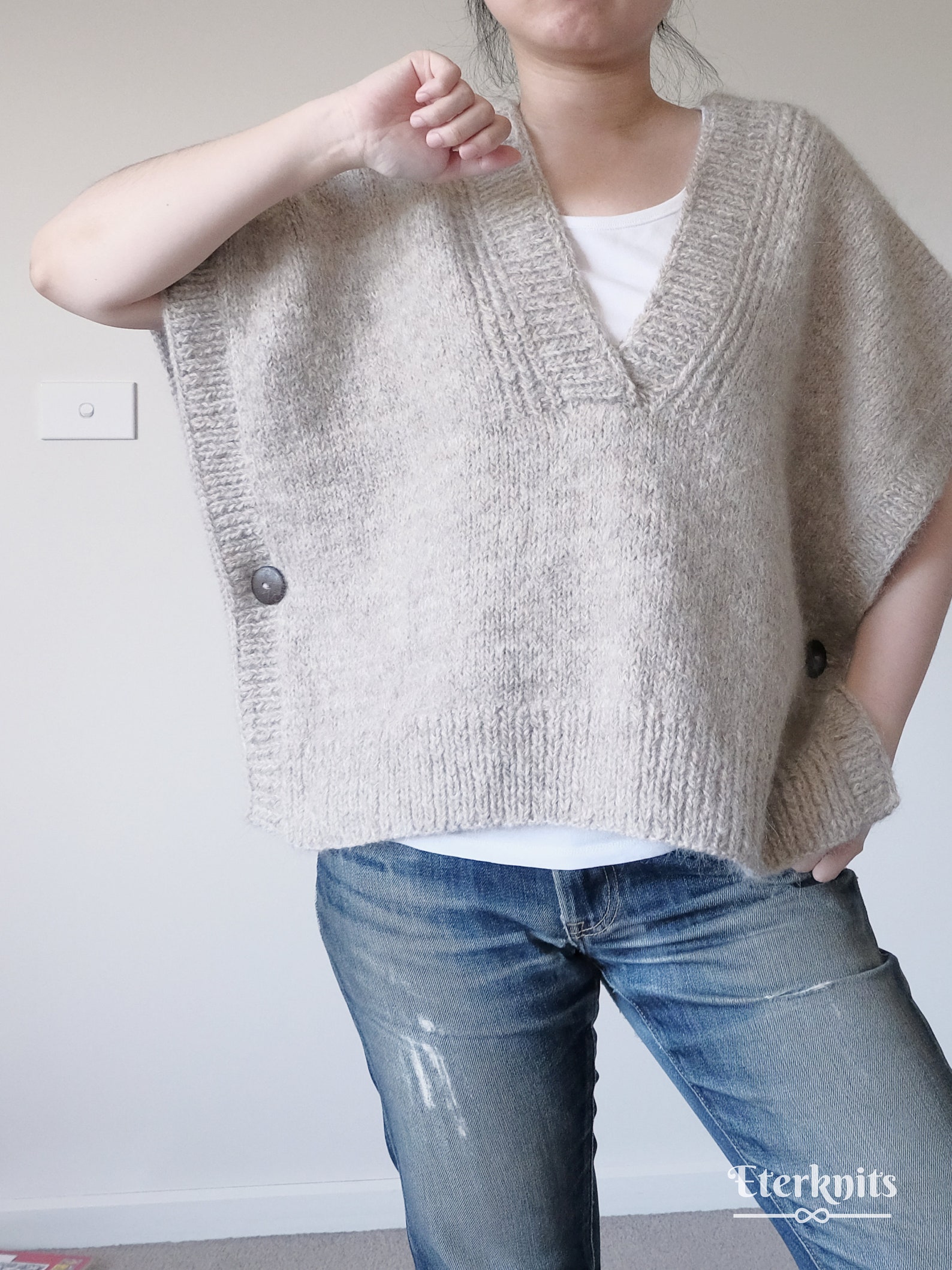 Knitting Pattern | V-neck Vest, Easy Modern Vest, Oversize Cozy Vest ...