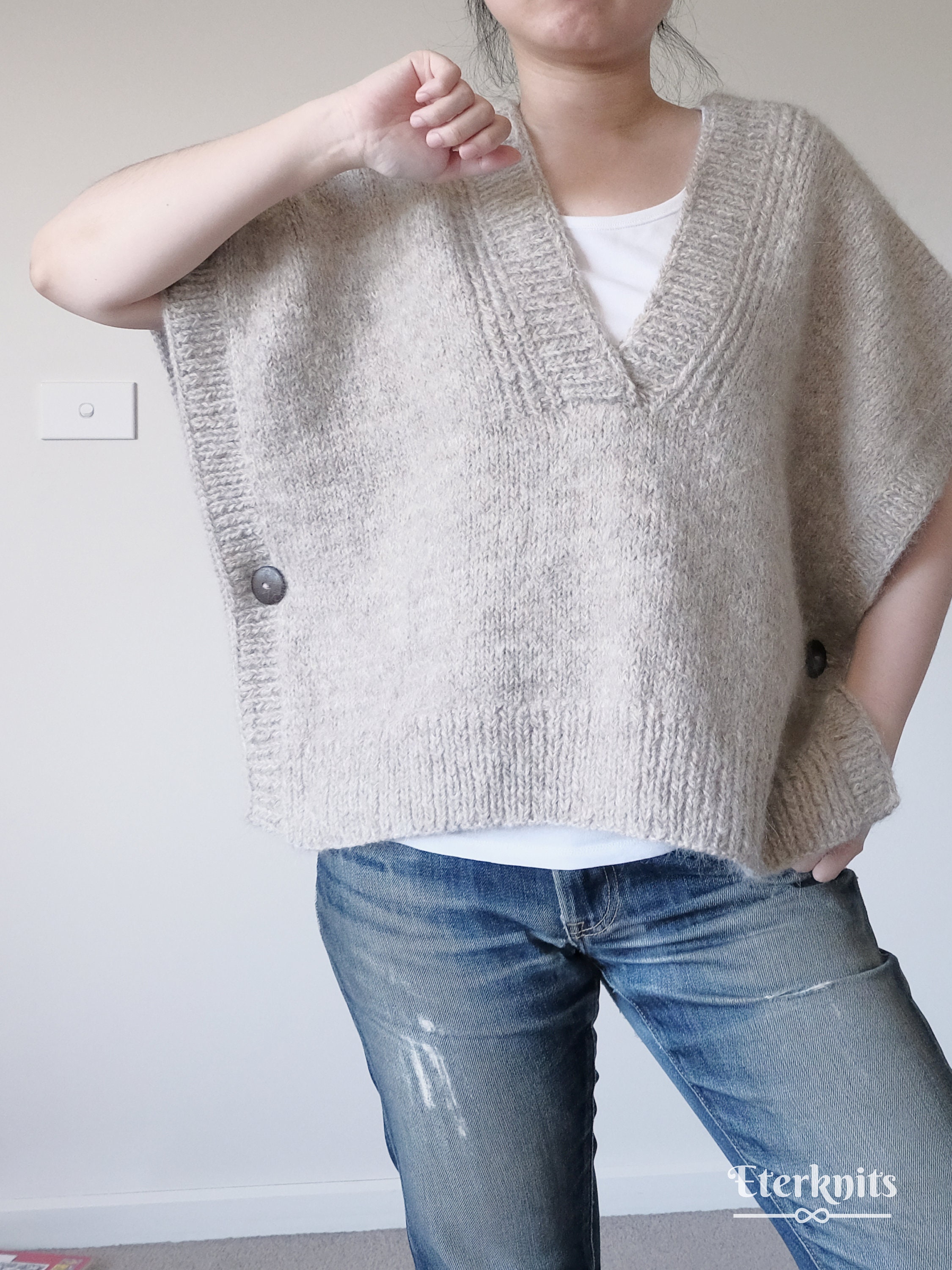 Knitting Pattern | V-neck Vest, Easy Modern Vest, Oversize Cozy Vest ...