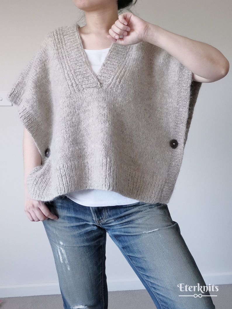 Knitting Pattern | V-neck Vest, Easy Modern Vest, Oversize Cozy Vest ...