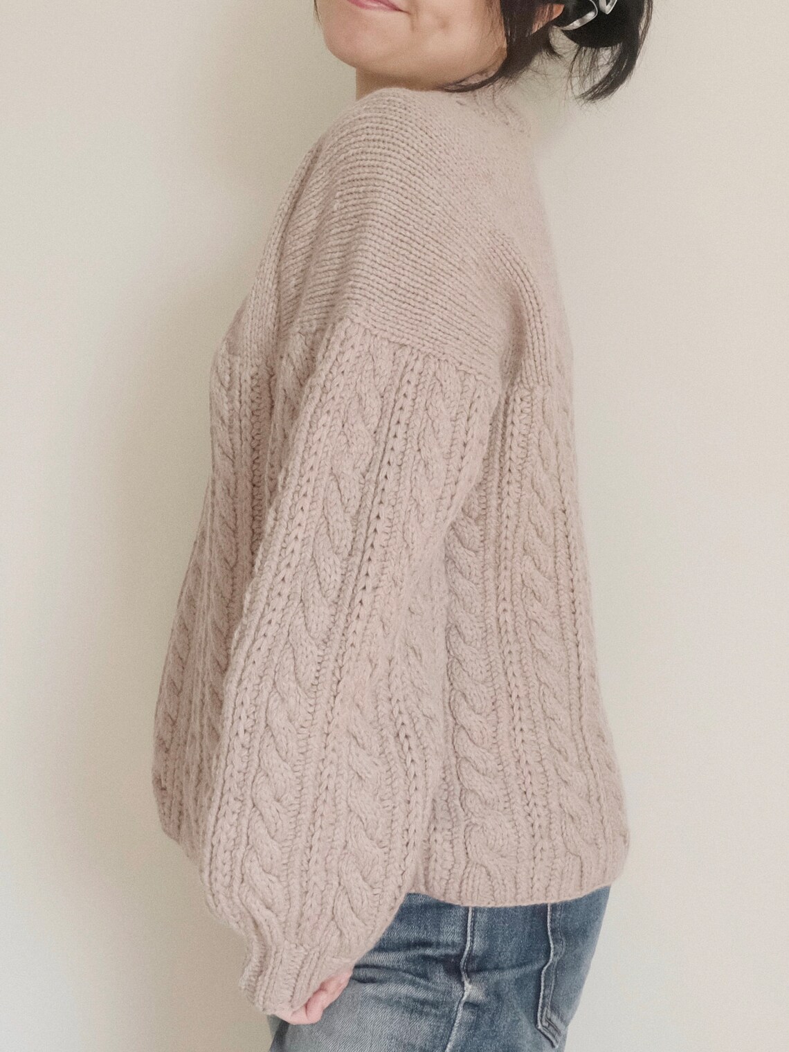 Knitting Pattern | Cable Knit Sweater, Medium Yarn, Top Dowm, Oversize ...