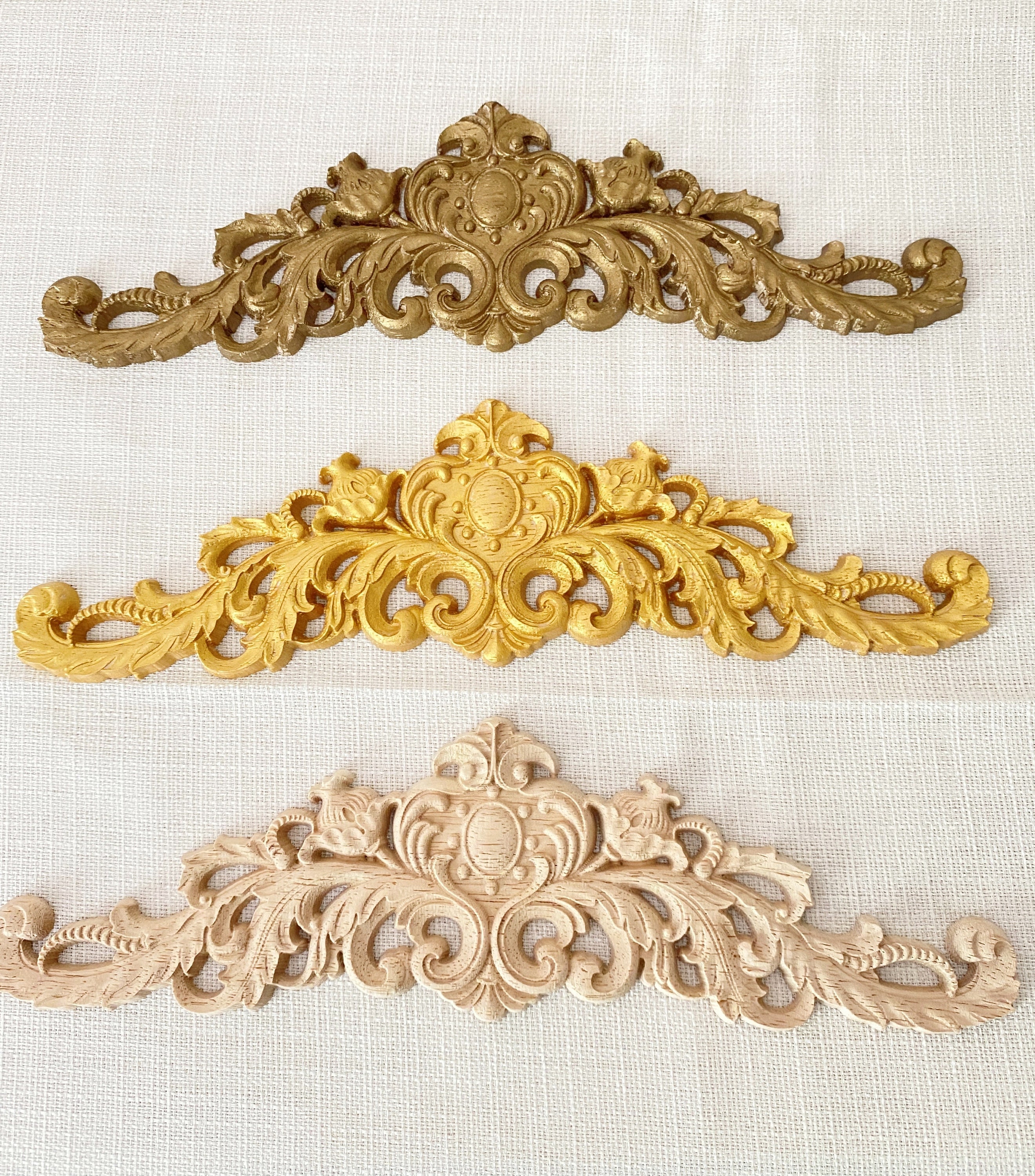 Wood Appliques Overlays Pediments Furniture Embellishments Gold Brass ...