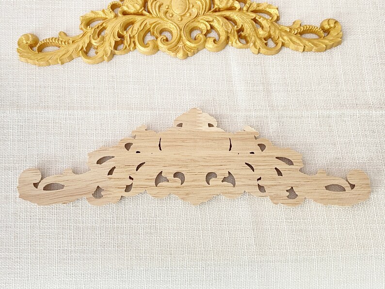 Wood Appliques Overlays Pediments Furniture Embellishments Gold Brass ...
