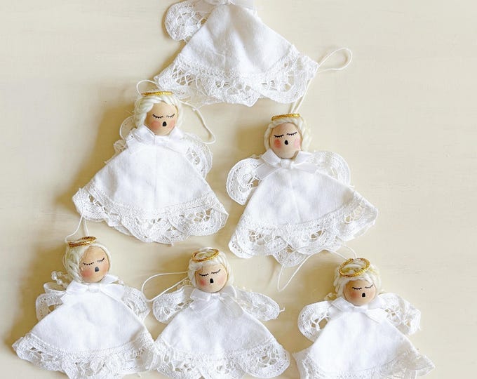 Set of 6 Handkerchief Angels Christmas Ornaments or for Assembly - Etsy
