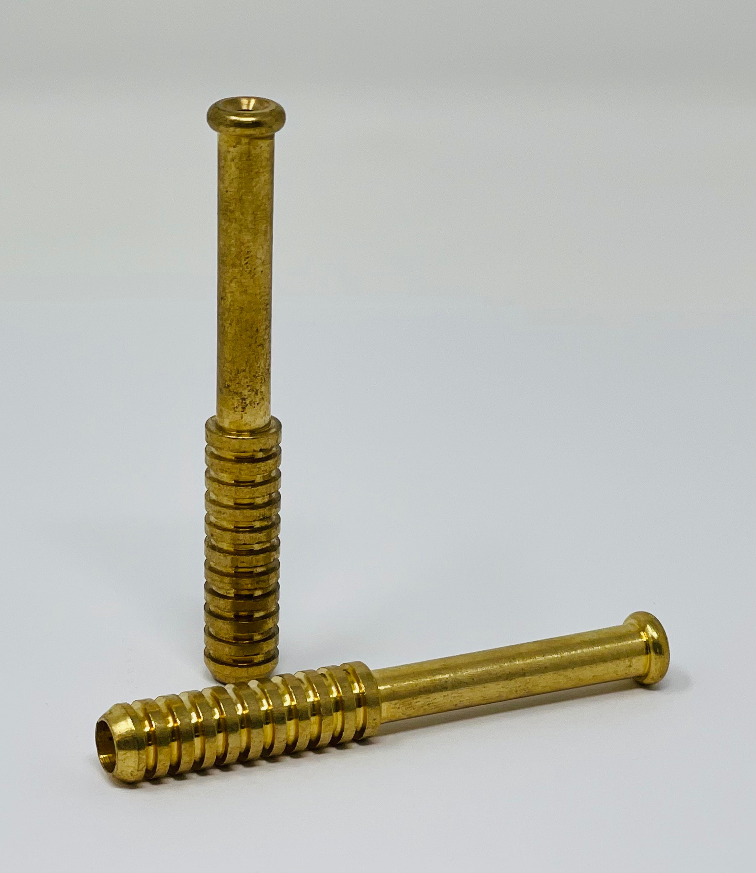 Three Inch Brass One Hitter Pipe With Ribbed End for Quick Cooling and ...