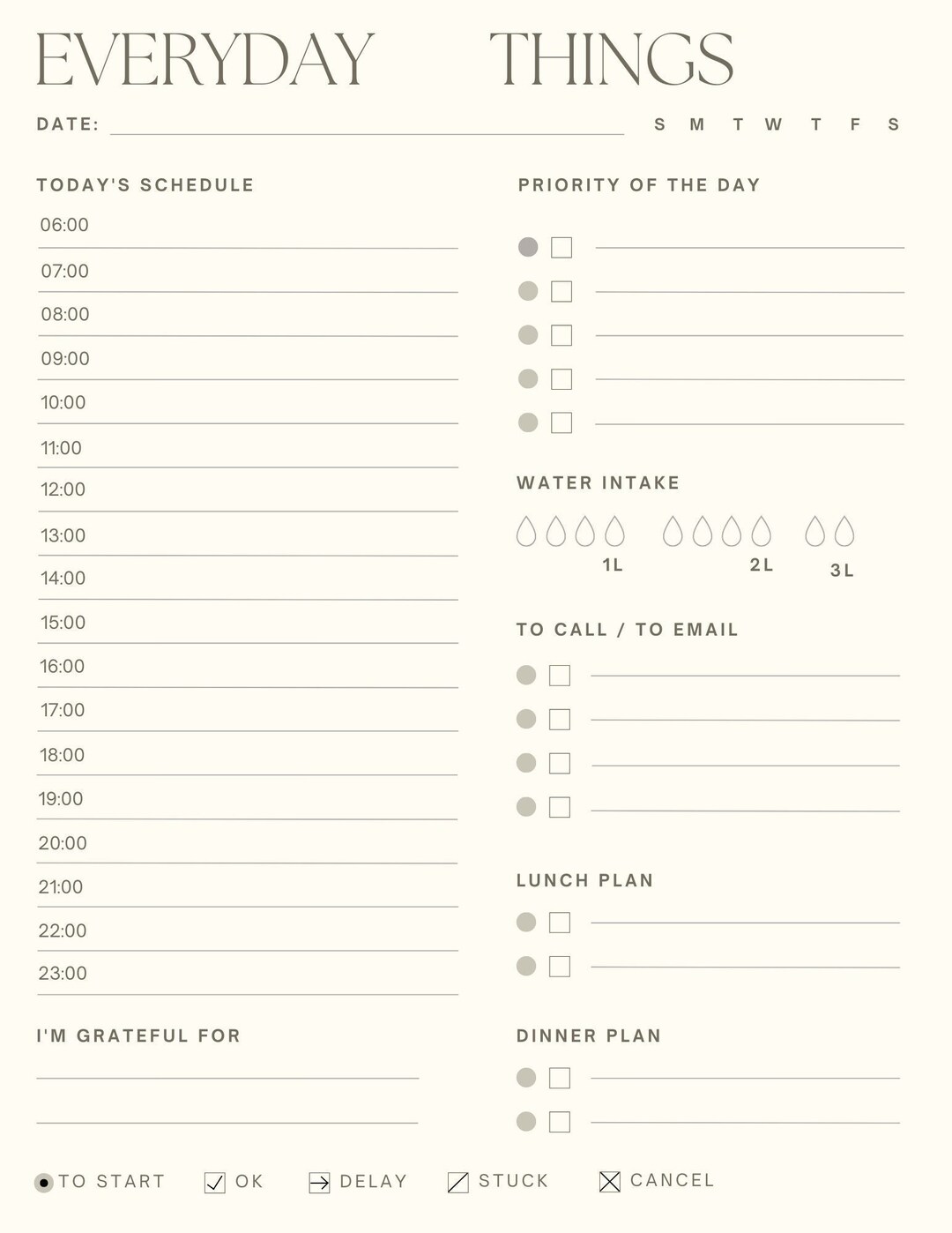 Daily To-do Printable Planner, Instant Download, Daily Schedule, Weeky ...