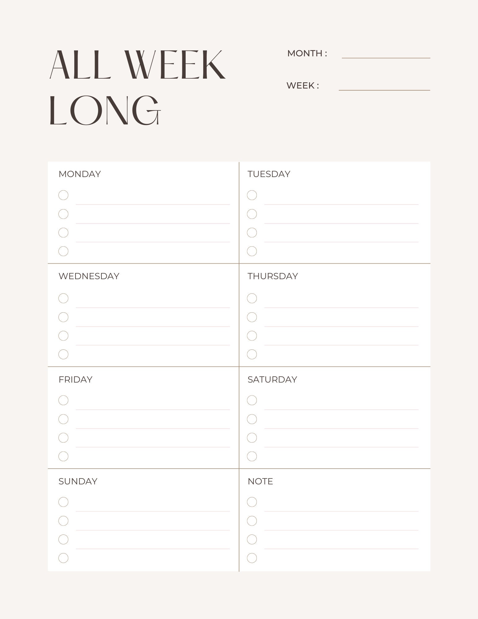 Daily To-do Printable Planner, Instant Download, Daily Schedule, Weeky ...