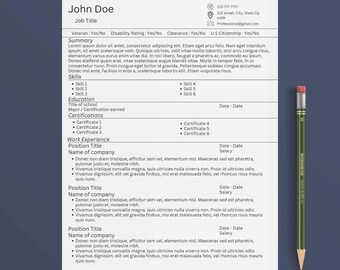 Federal Resume Template - Etsy