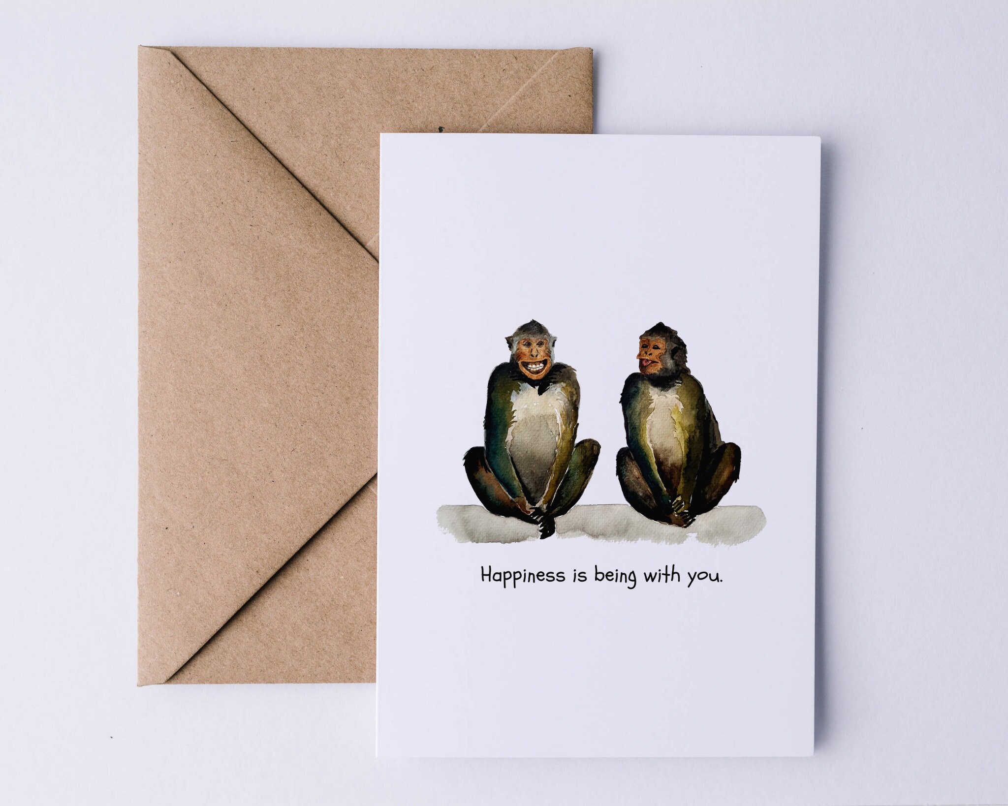 Printable Monkey Greeting Card for Couples | Anniversary Card ...