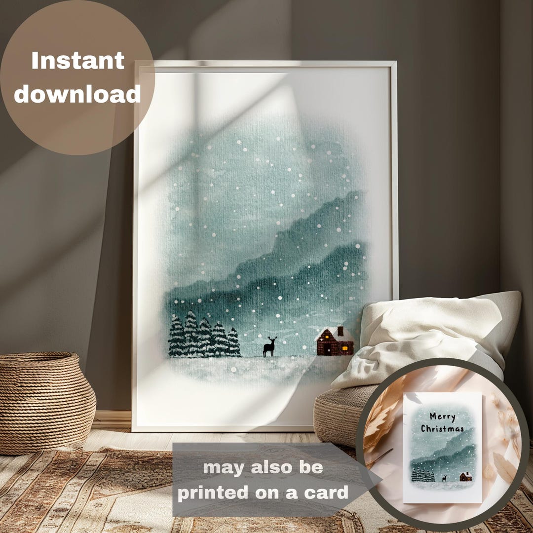 Printable Yuletide Christmas Winter Wall Art | Greeting Card | Home ...