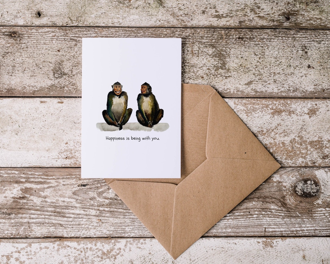 Printable Monkey Greeting Card for Couples | Anniversary Card ...