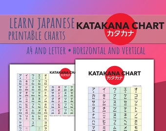 Printable Japanese Hiragana Charts - Horizontal and Vertical - Etsy