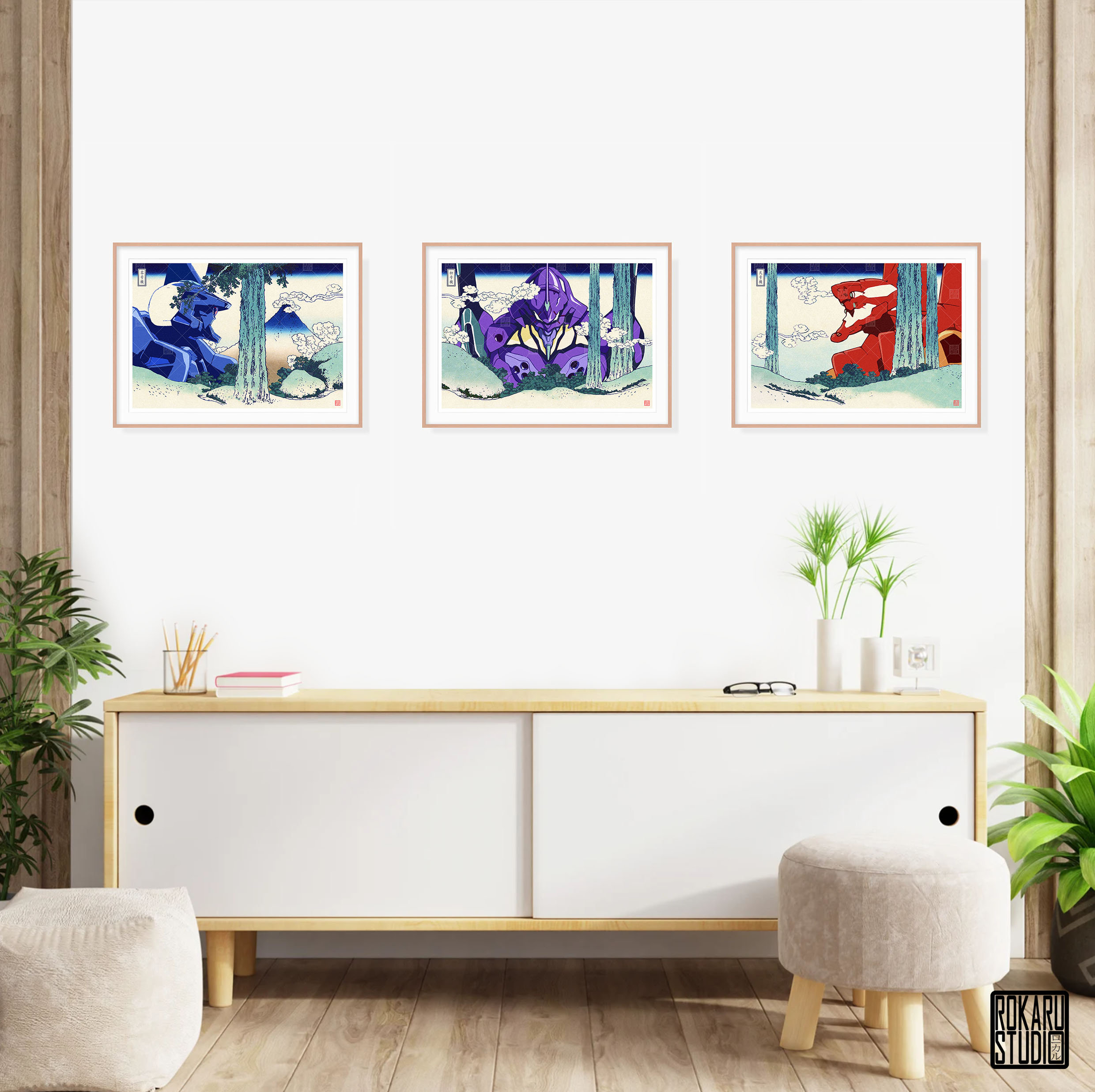 Evangelion EVA UNIT00 UNIT01 UNIT02 Bundle Triple Ukiyo-e Poster Set ...