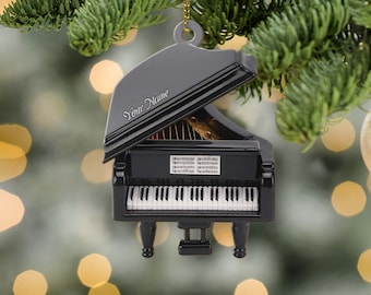Piano 2-layer Personalized Laser Cut Wood Christmas Ornament, Gift Tag ...
