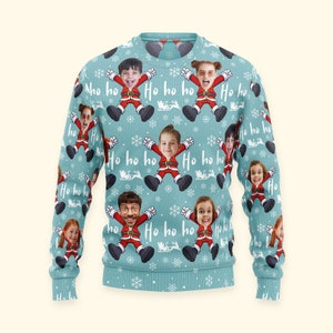 Personalized Face Christmas Ugly Sweater, Family Santa Claus Photo Ugly ...