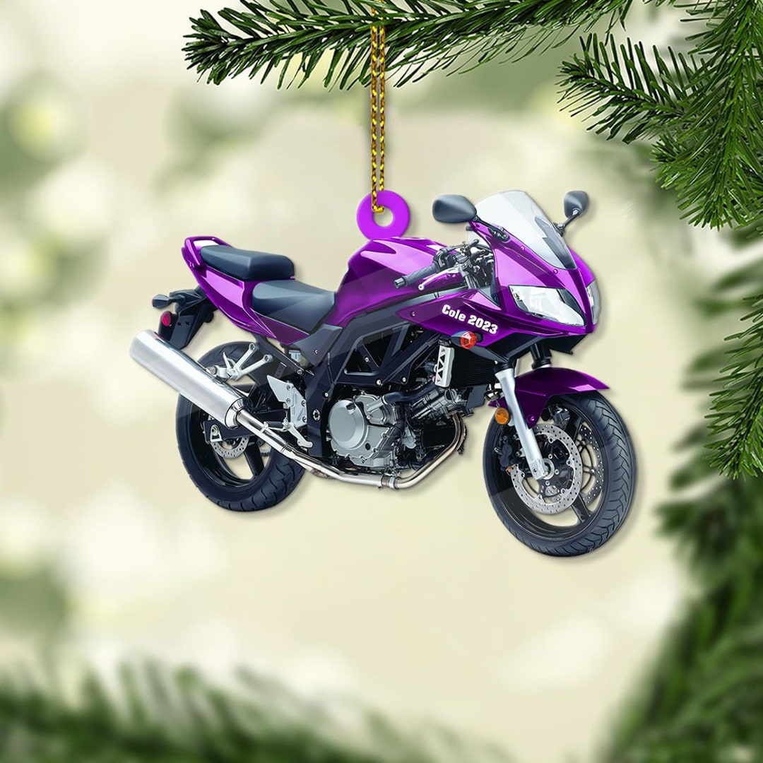 FREE GIFTBOX & CARD Personalized Motorcycle Christmas Tree Ornament ...