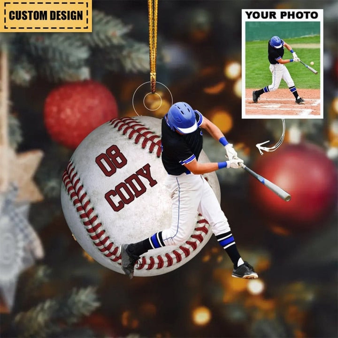 Personalized Photo Baseball Player Christmas Ornament , Baseball Player ...