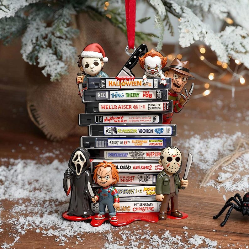 FREE GIFTBOX & CARD Personalized Horror Movie Ornament – Custom Retro ...