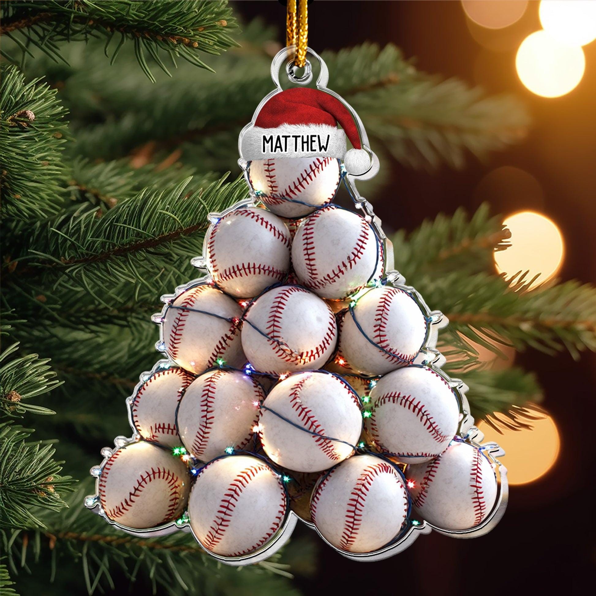 FREE GIFTBOX & CARD Personalized Baseball Christmas Ornament , Baseball ...