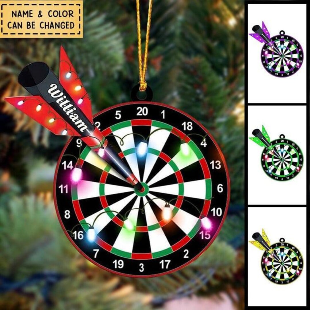 FREE GIFTBOX & CARD Personalized Dart Christmas Ornament , Dart Board ...