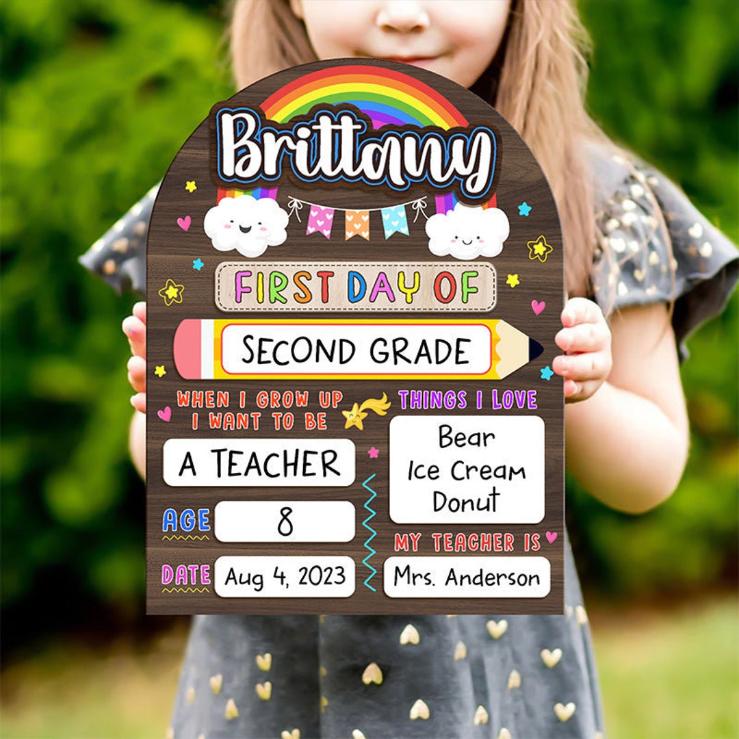 Personalized First Day of School Sign, First Day of School Board, Back ...