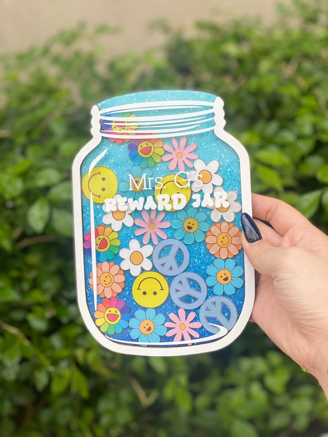 Personalized Flowers Reward Jar, Back to School Gift, Magnetic Reward ...