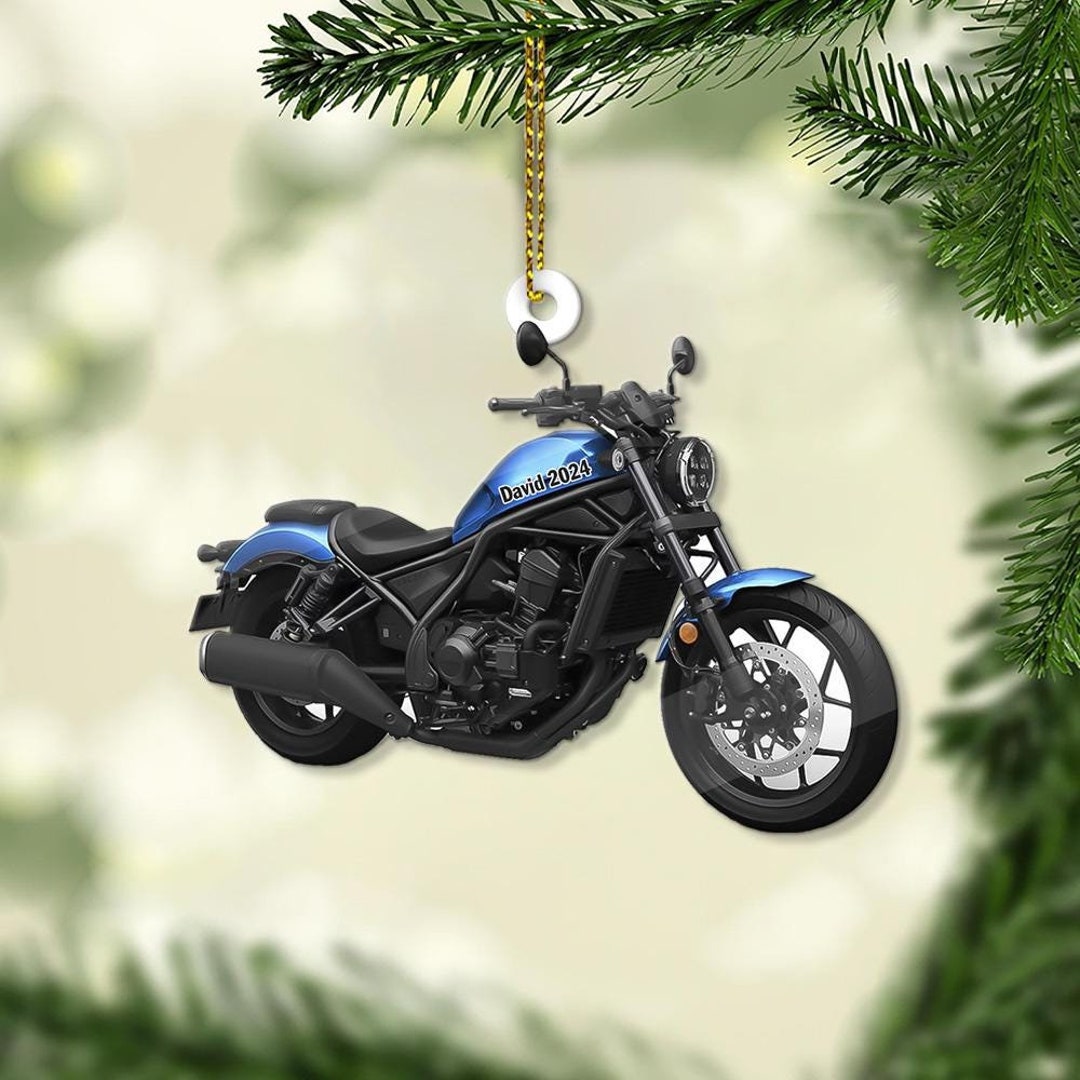 FREE GIFTBOX & CARD Personalized Motorcycle Christmas Tree Ornament ...
