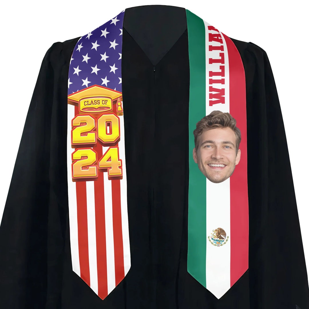 Personalized Congrats Graduation Stole, Mixed Two Flag Graduation Stole ...