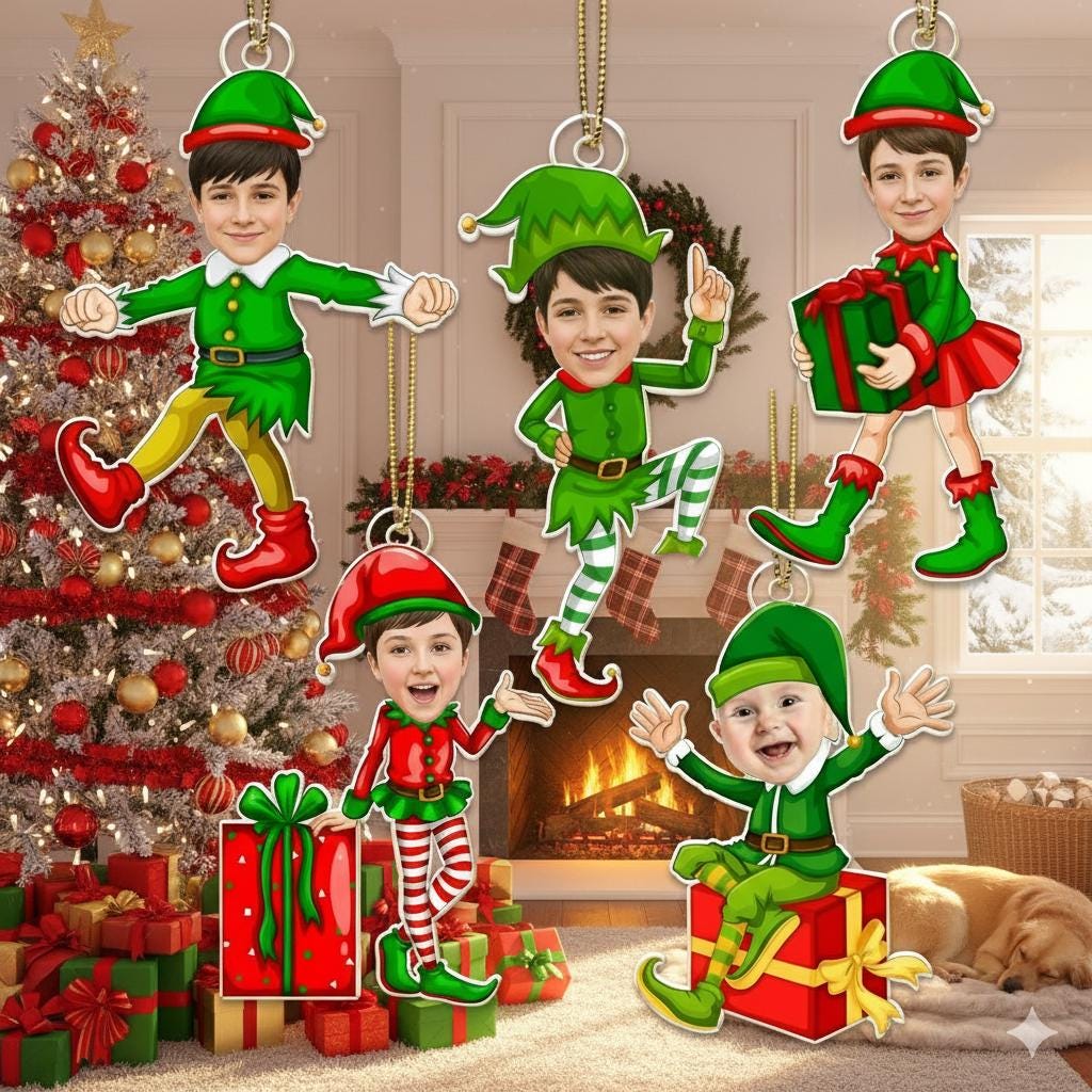 FREE GIFTBOX & CARD Personalized Elf Christmas Ornament: Funny Elf ...