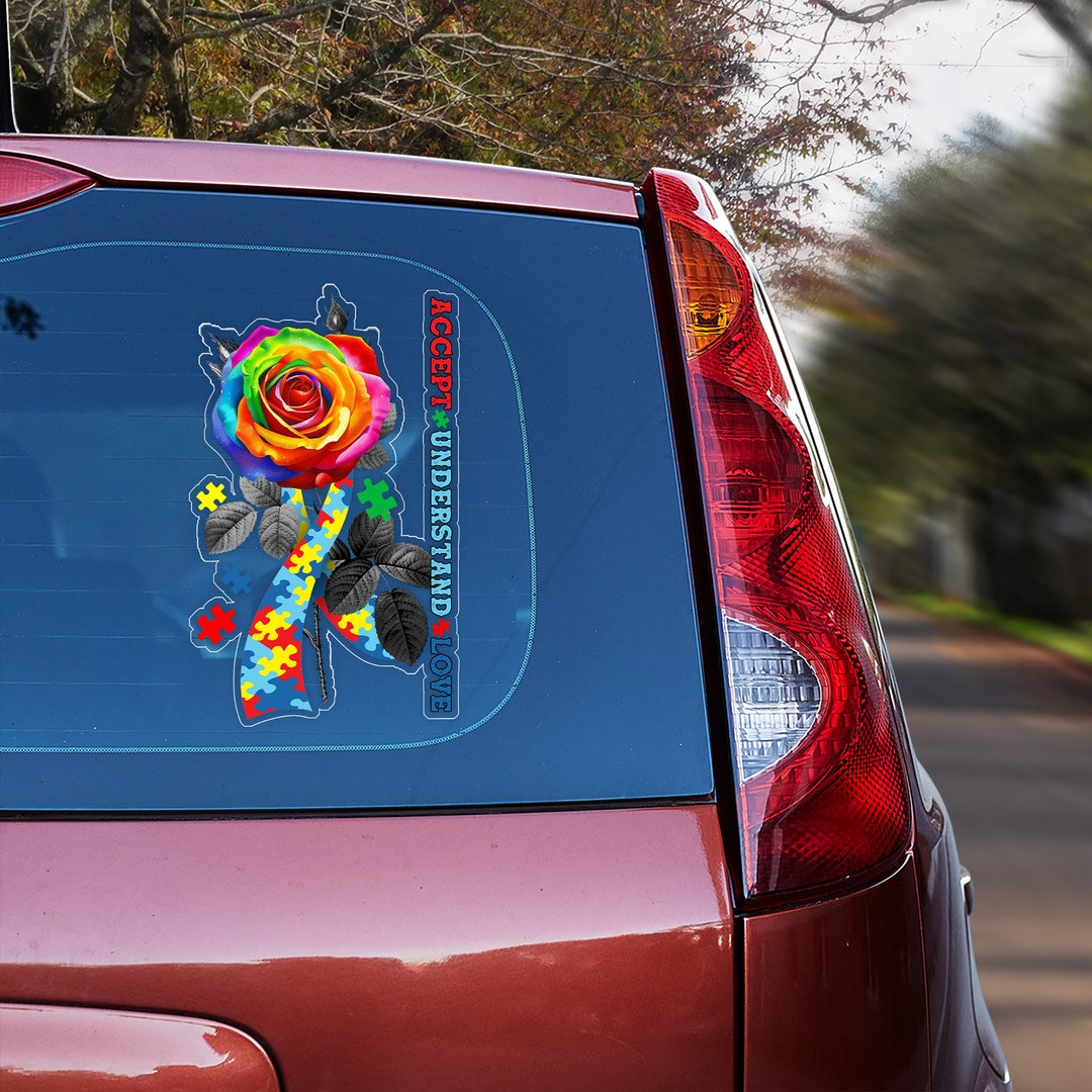 Autism Awareness Rose Decal for Truck Window Car Accessories 3D ...