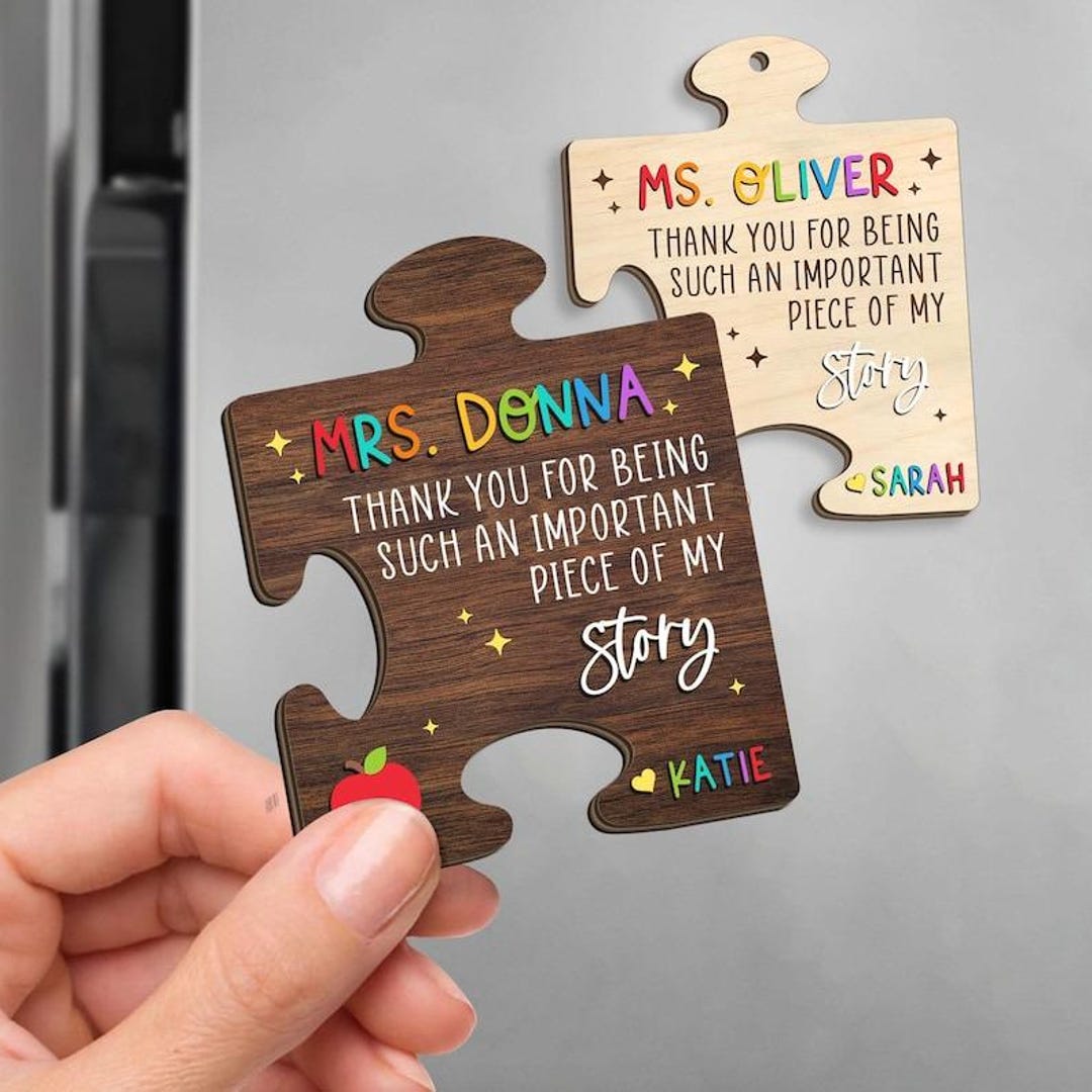 Personalized Teacher Puzzle Piece Magnet, Thank You Gift, Teacher ...