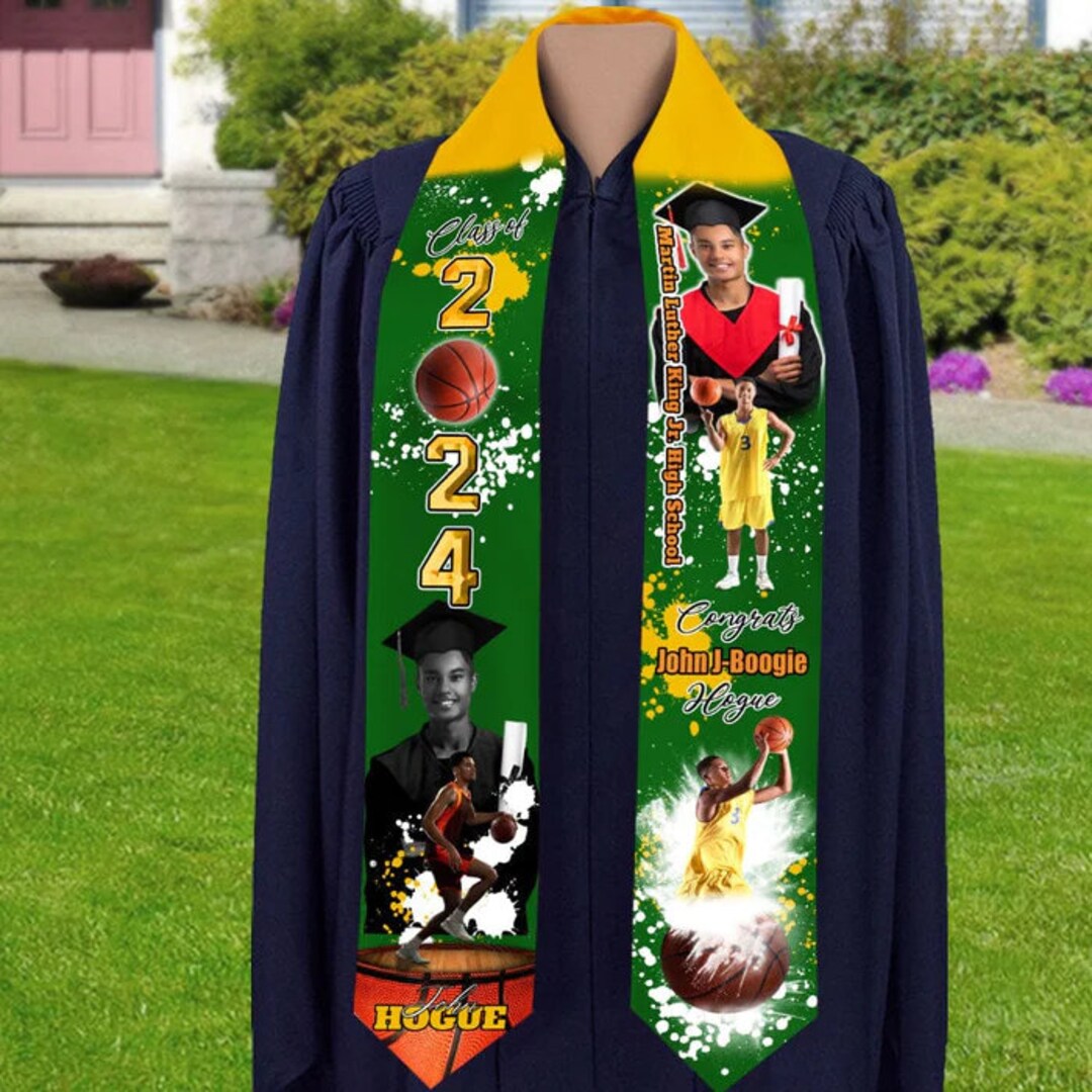 Personalized Congrats 2024 Graduation Stole, Portrait Photo Class of ...