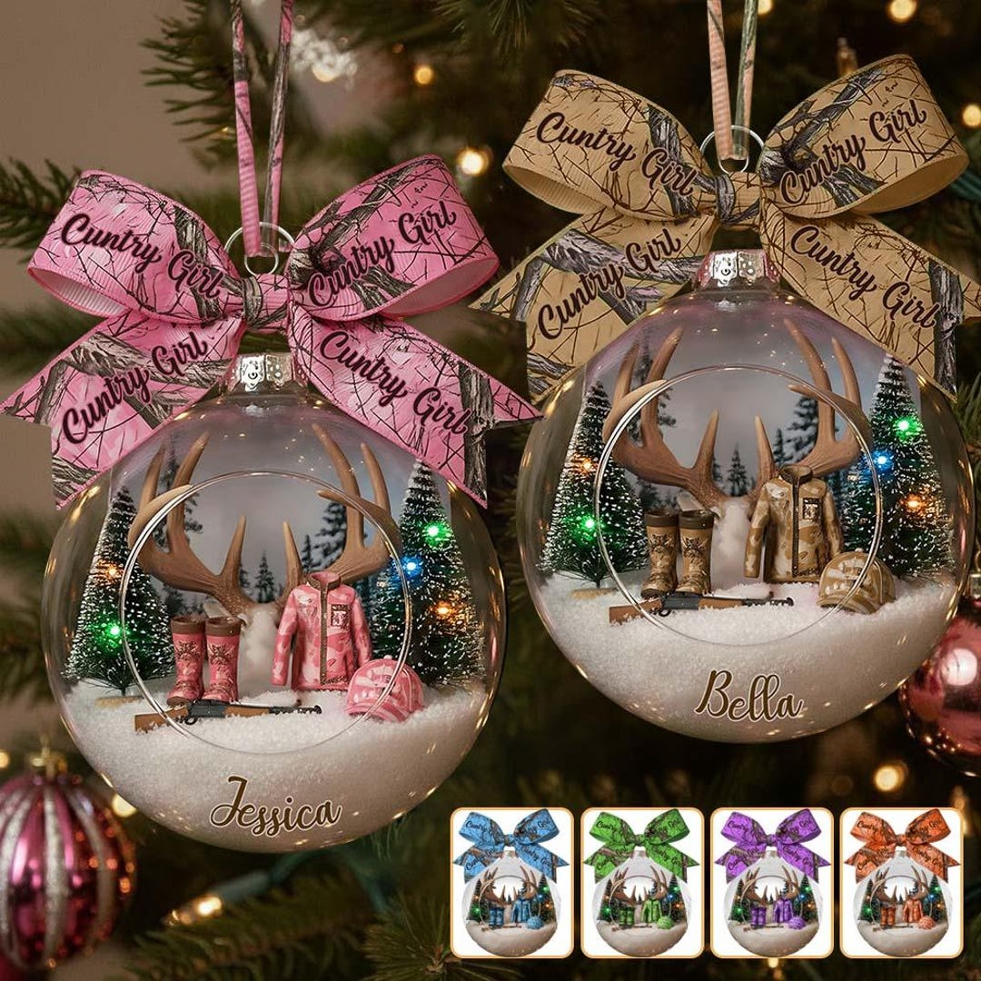 FREE GIFTBOX & CARD Personalized Hunting Christmas Ornament, Hunting ...