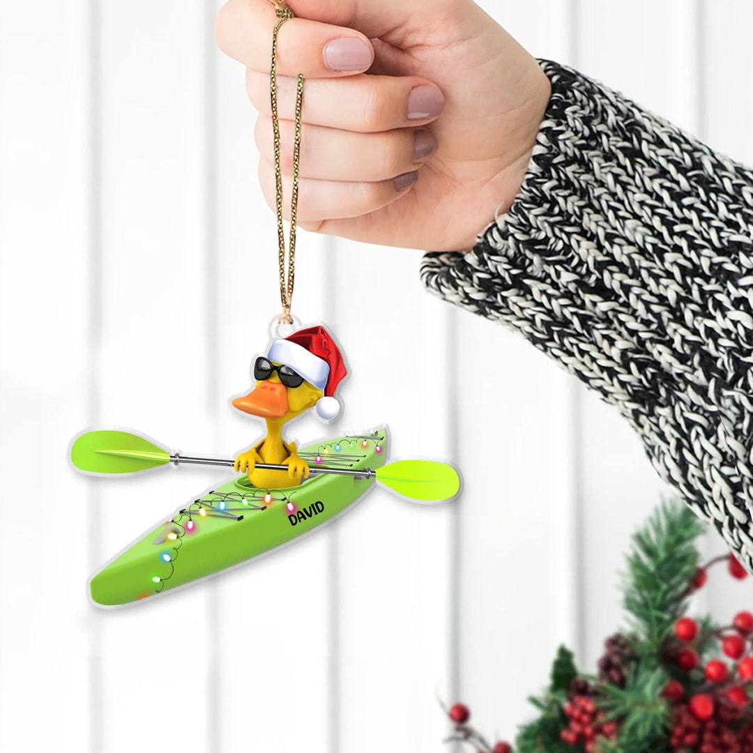 FREE GIFTBOX & CARD Personalized Kayak Duck Christmas Ornament , Kayak ...