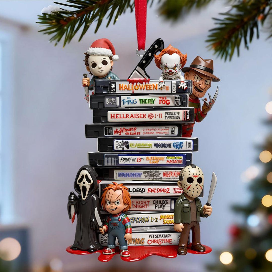 FREE GIFTBOX & CARD Personalized Horror Movie Ornament – Custom Retro ...