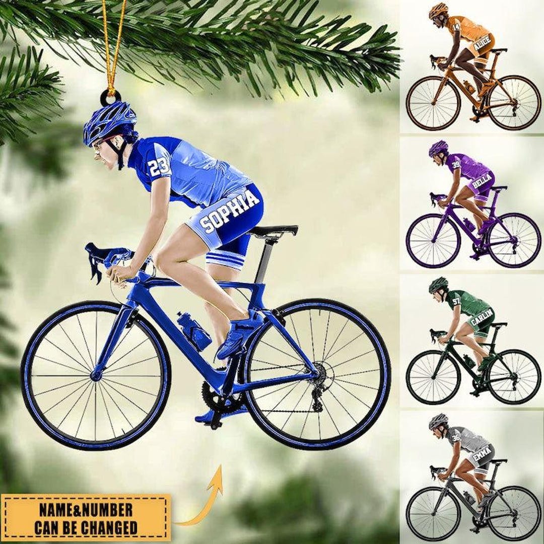 FREE GIFTBOX & CARD Personalized Cyclist Biker Christmas Ornament ...