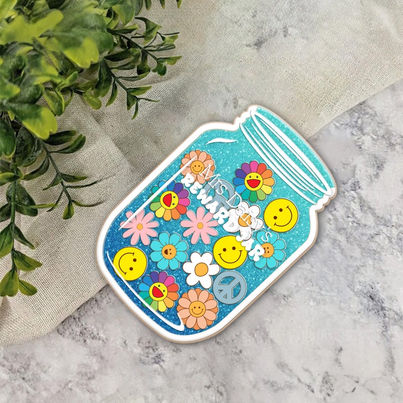 Personalized Flowers Reward Jar, Back to School Gift, Magnetic Reward ...