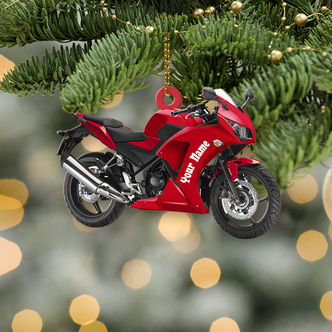 FREE GIFTBOX & CARD Personalized Motorcycle Christmas Tree Ornament ...