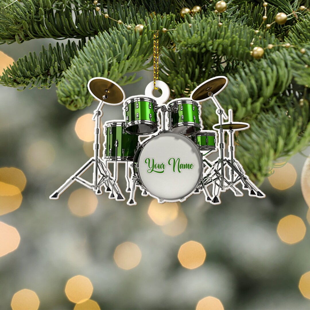 Drum Set Christmas Ornament Personalized , Musical Instrument Drum Set ...