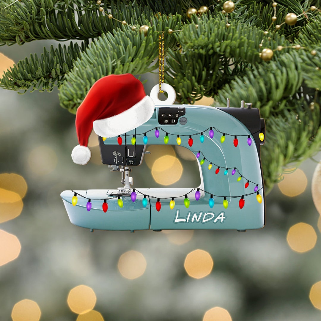 FREE GIFTBOX & CARD Personalized Sewing Machine Ornament Christmas ...