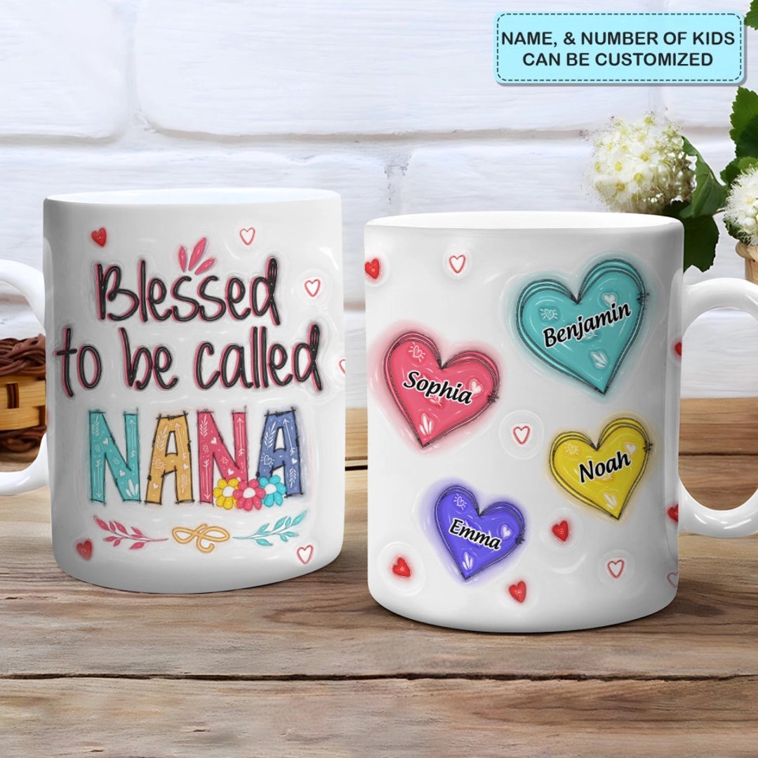 Personalized Mother's Day Mug, Mom Coffee Mug With Kids Names, Blessed ...