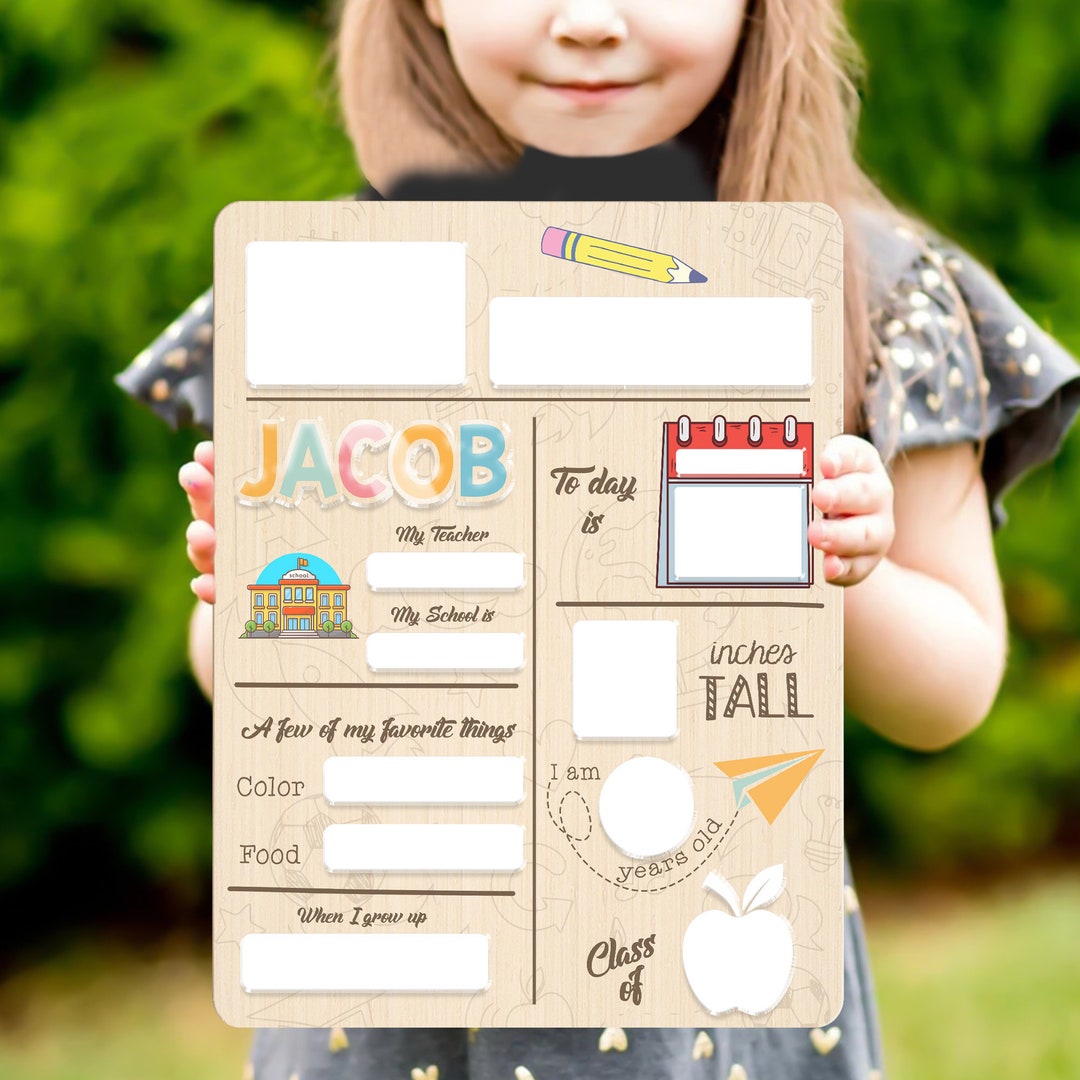 Personalized First Day of School Sign, First Day of School Board, Back ...
