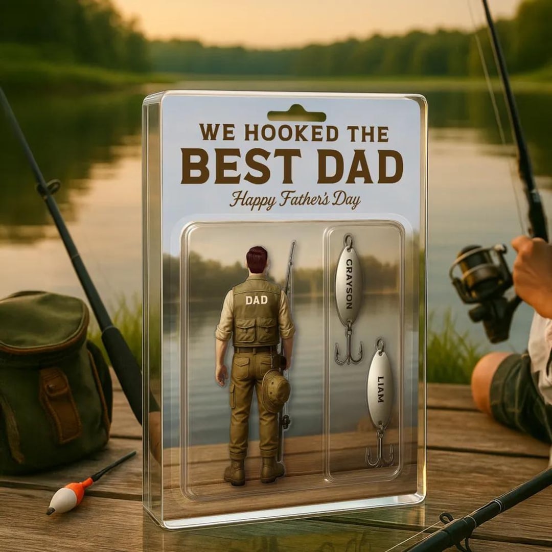 Personalized Fishing Dad Plaque, Plaque for Father's Day, We Hooked the ...