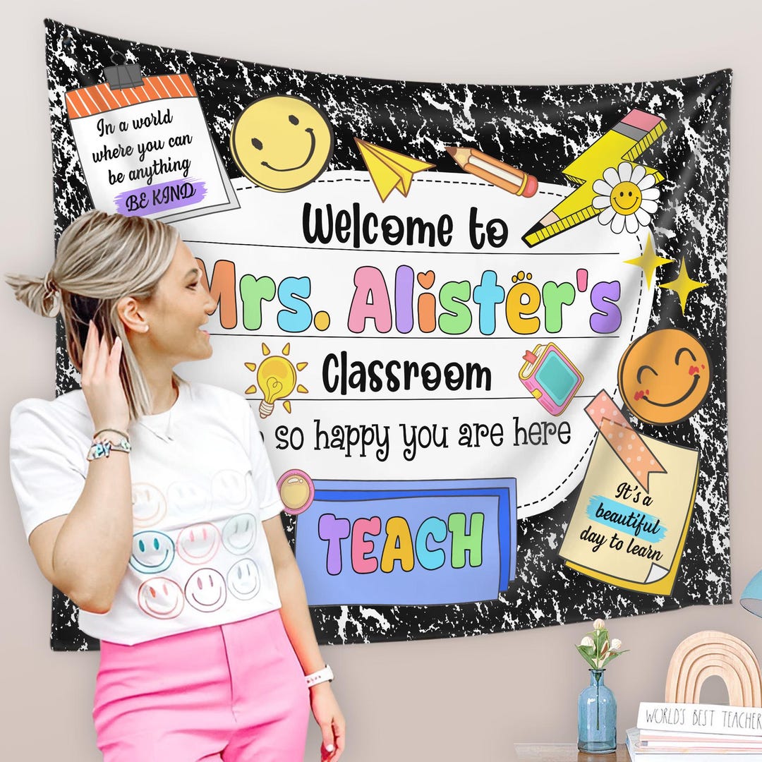 Custom Teacher Tapestry Classroom Decor Tapestries, Custom Composition ...