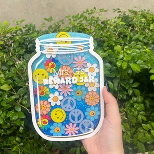 Personalized Flowers Reward Jar, Back to School Gift, Magnetic Reward ...