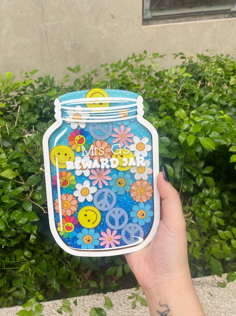 Personalized Flowers Reward Jar, Back to School Gift, Magnetic Reward ...