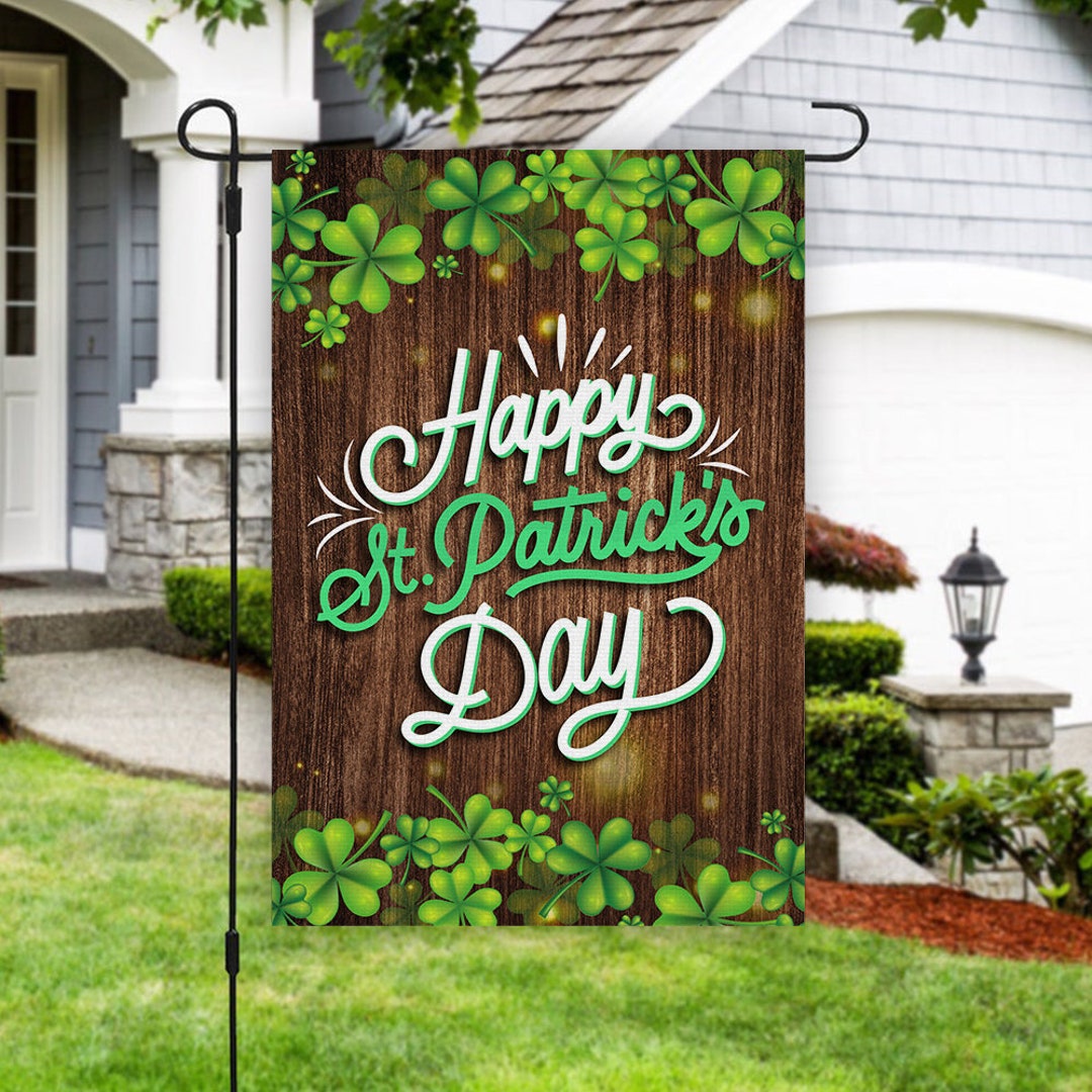 St. Patrick's Day Garden Flag Irish Garden Flag Green Lucky Shamrocks ...