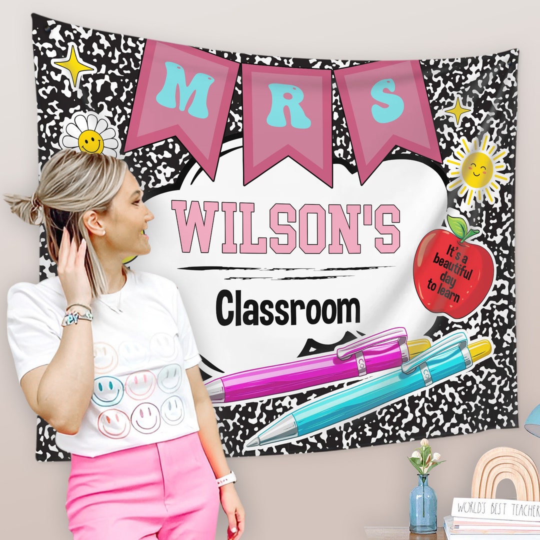 Custom Teacher Tapestry Classroom Decor Tapestries, Custom Composition ...