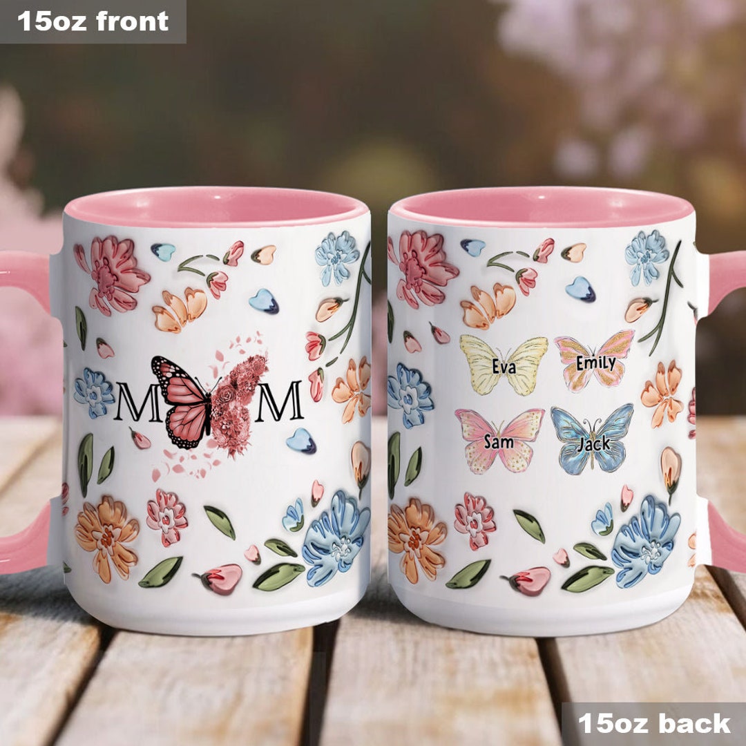 Personalized Mother Buttefly Pastel Floral 3D Inflated Effect Printed ...