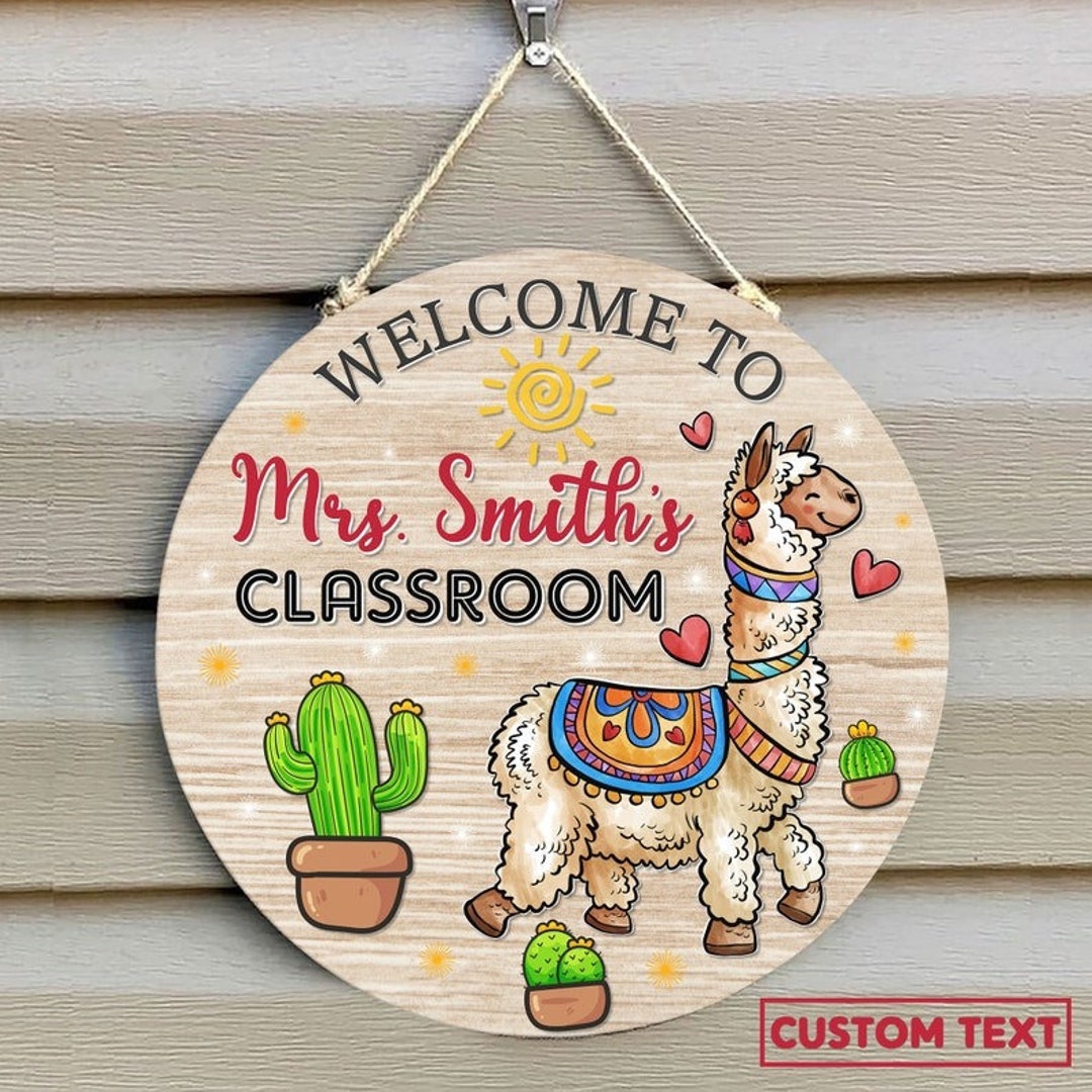 Personalized Llama Teacher Door Sign , Teacher Door Hanger, Teacher ...
