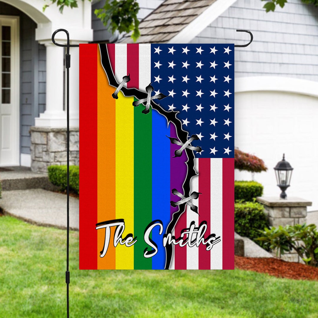Personalized LGBT Garden/house Flag, American LGBTQ Flag, Pride Welcome ...